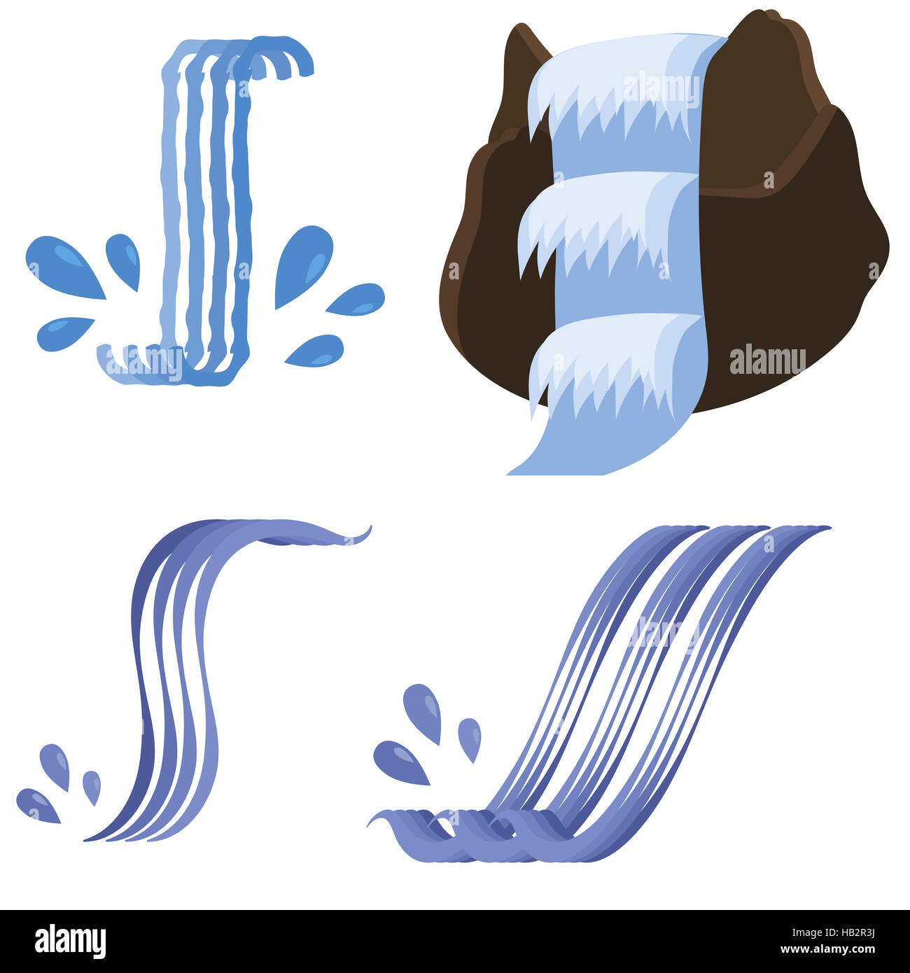 Set of Different Waterfalls Icons Stock Photo - Alamy