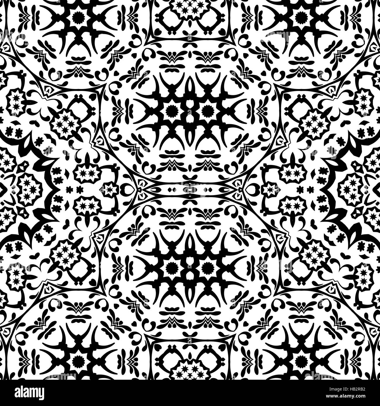 Floral isolated seamless pattern Black and White Stock Photos & Images ...