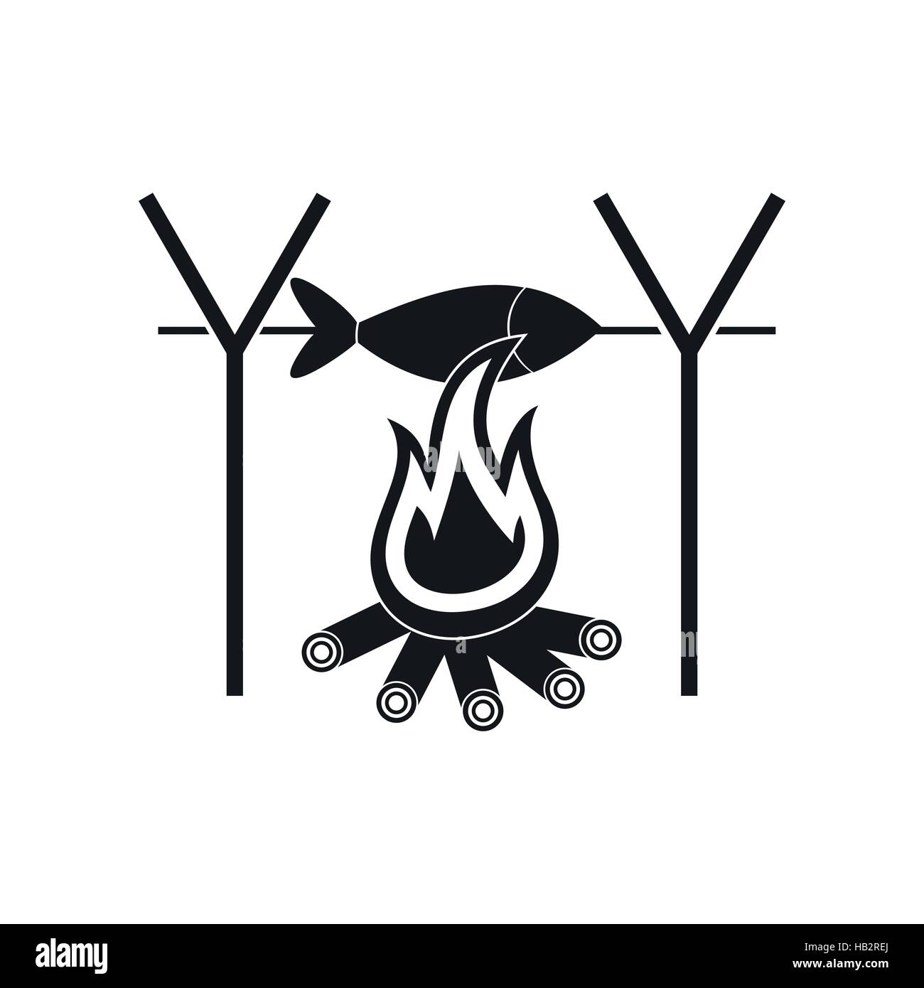 Fresh fish above fire black simple icon Stock Vector Image & Art - Alamy