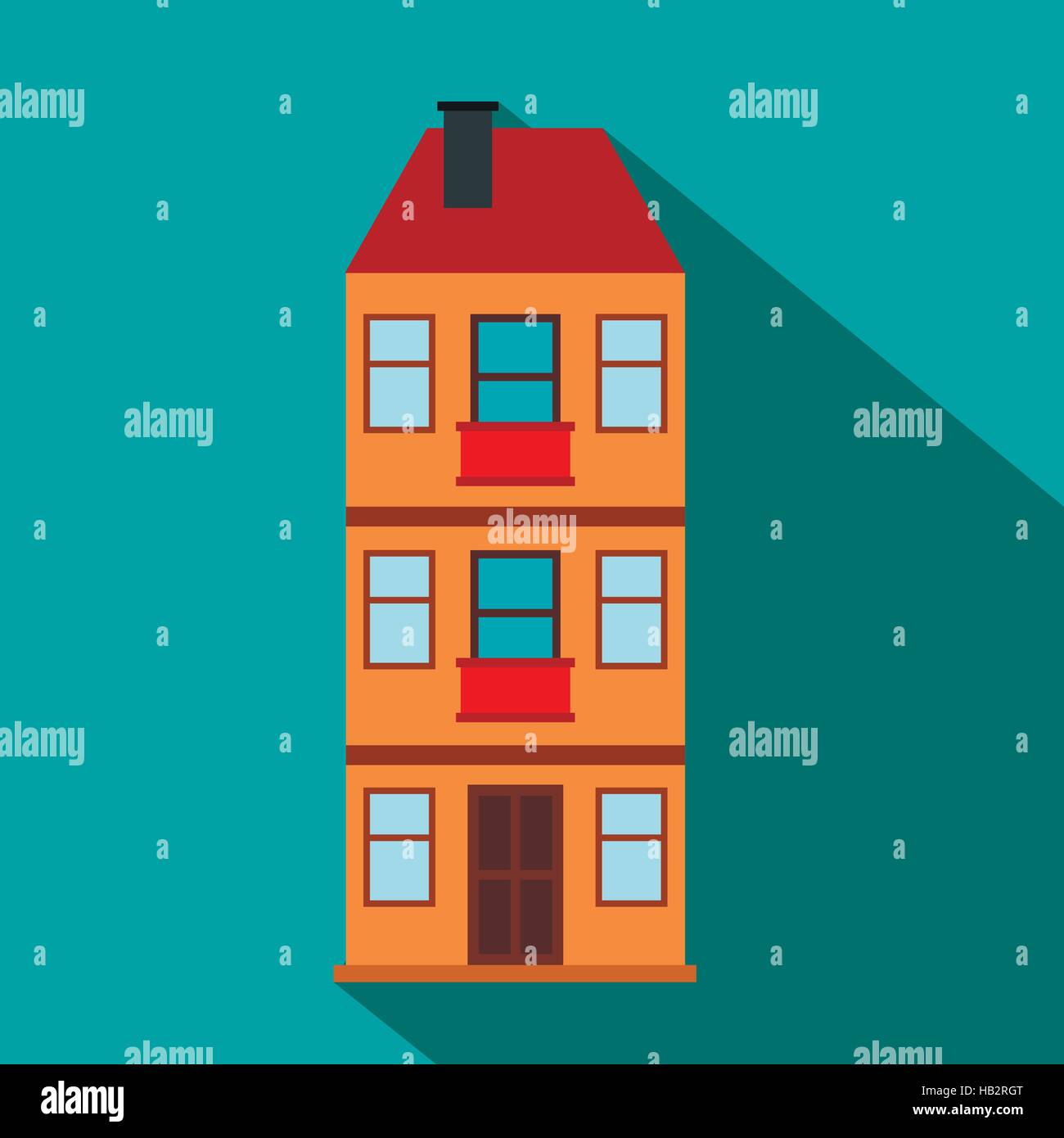 Three-storey house flat icon Stock Vector Image & Art - Alamy