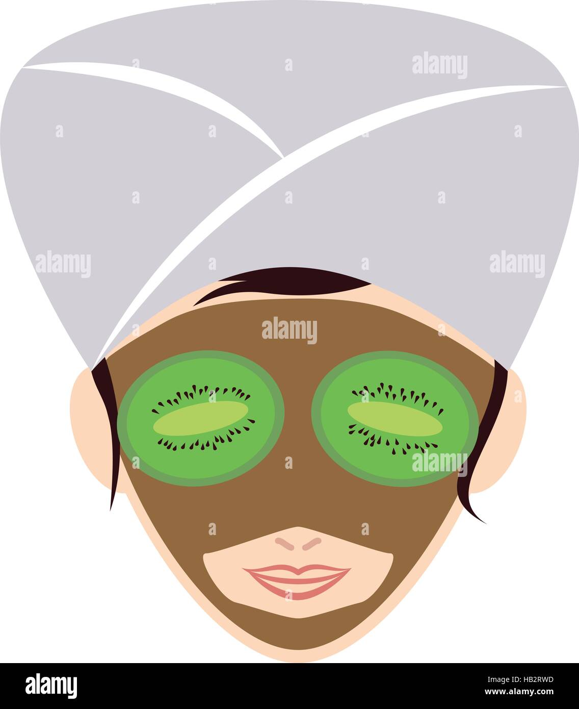 cartoon woman face with relaxation mask. natural spa center concept ...