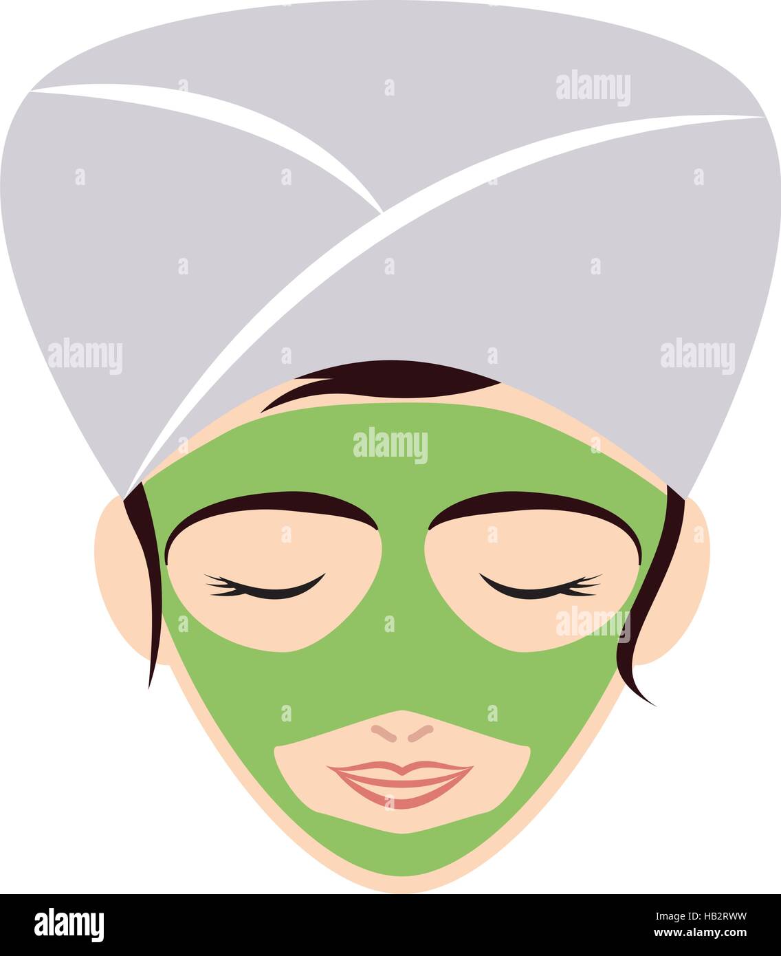 cartoon woman face with relaxation mask. natural spa center concept ...