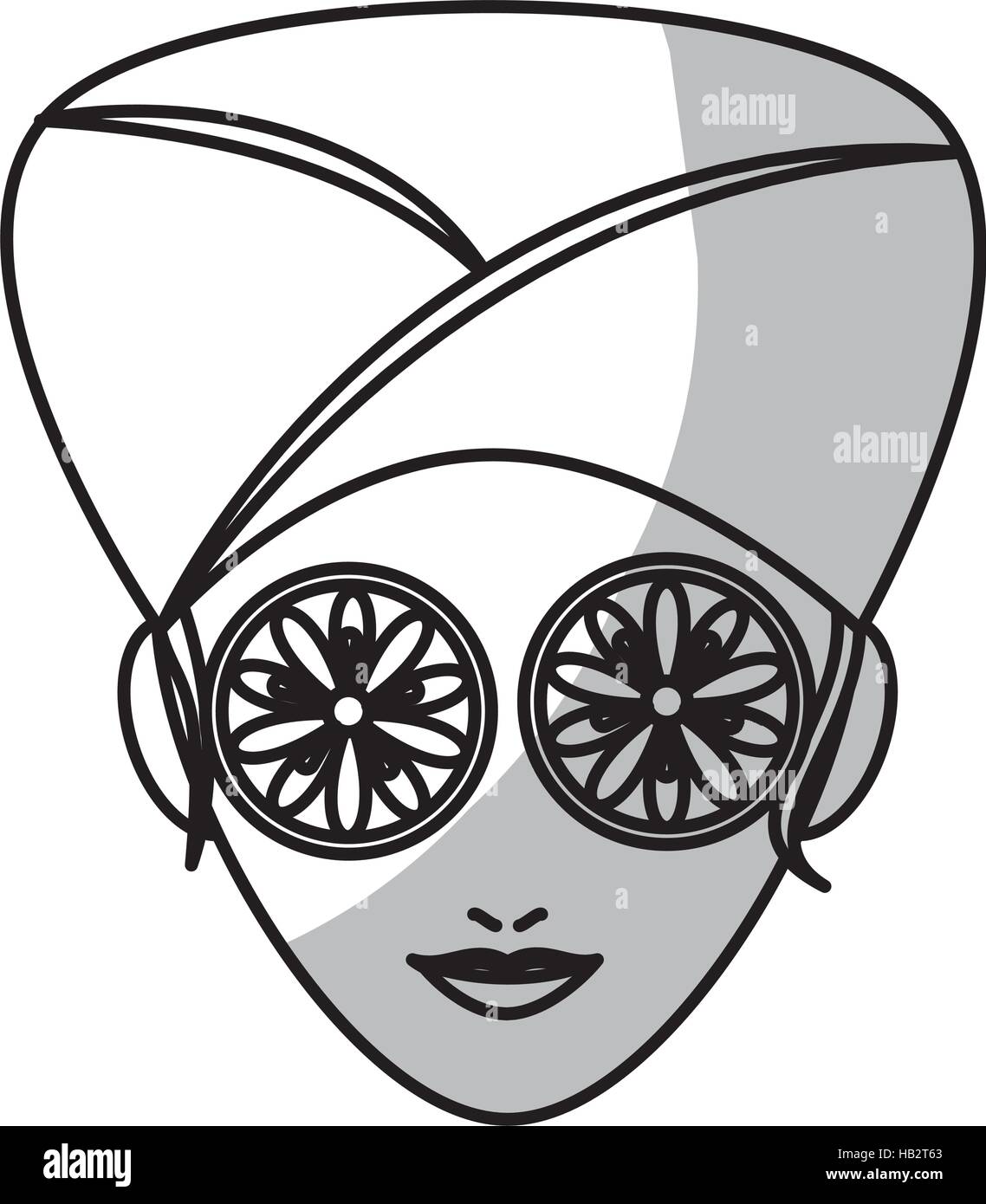 sticker of woman face with relaxation mask. natural spa center concept ...