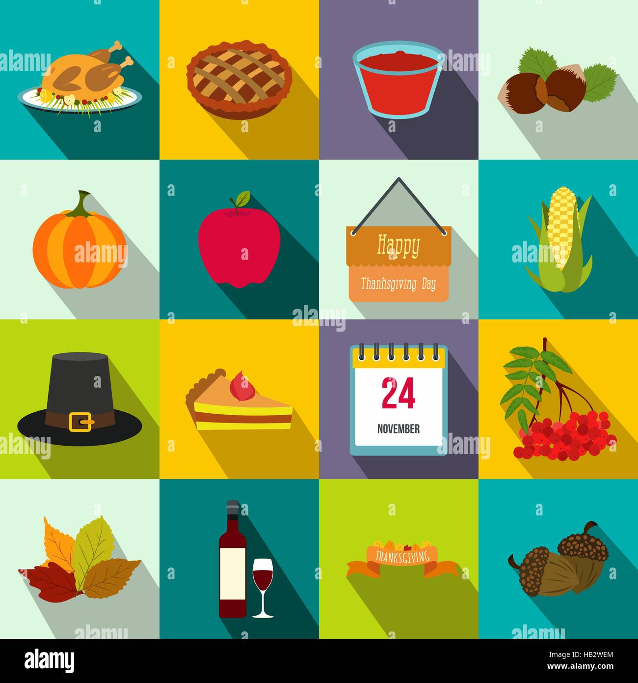 Happy thanksgiving label flat Stock Vector Images - Alamy