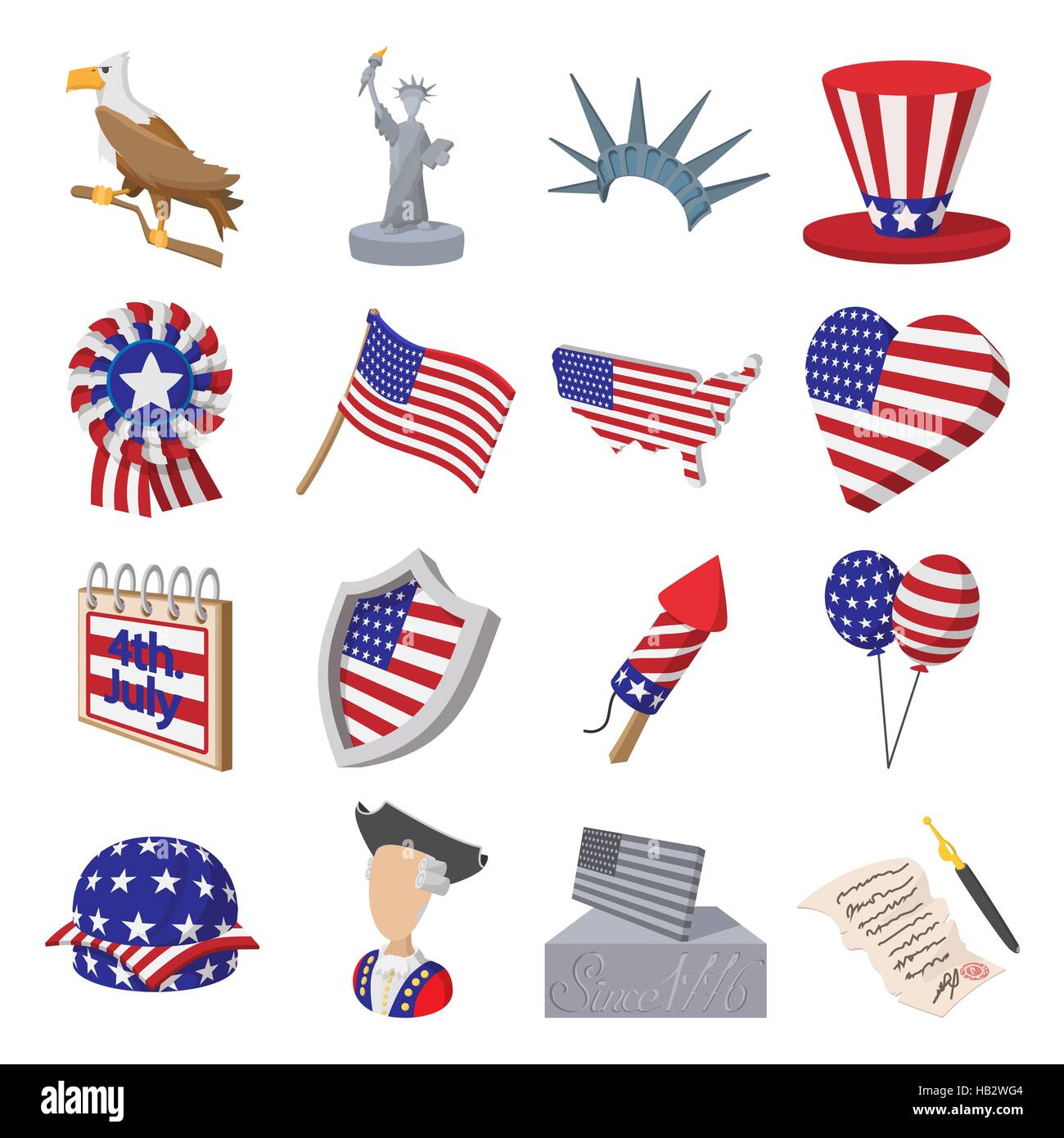 Independence day cartoon icons Stock Vector Image & Art - Alamy