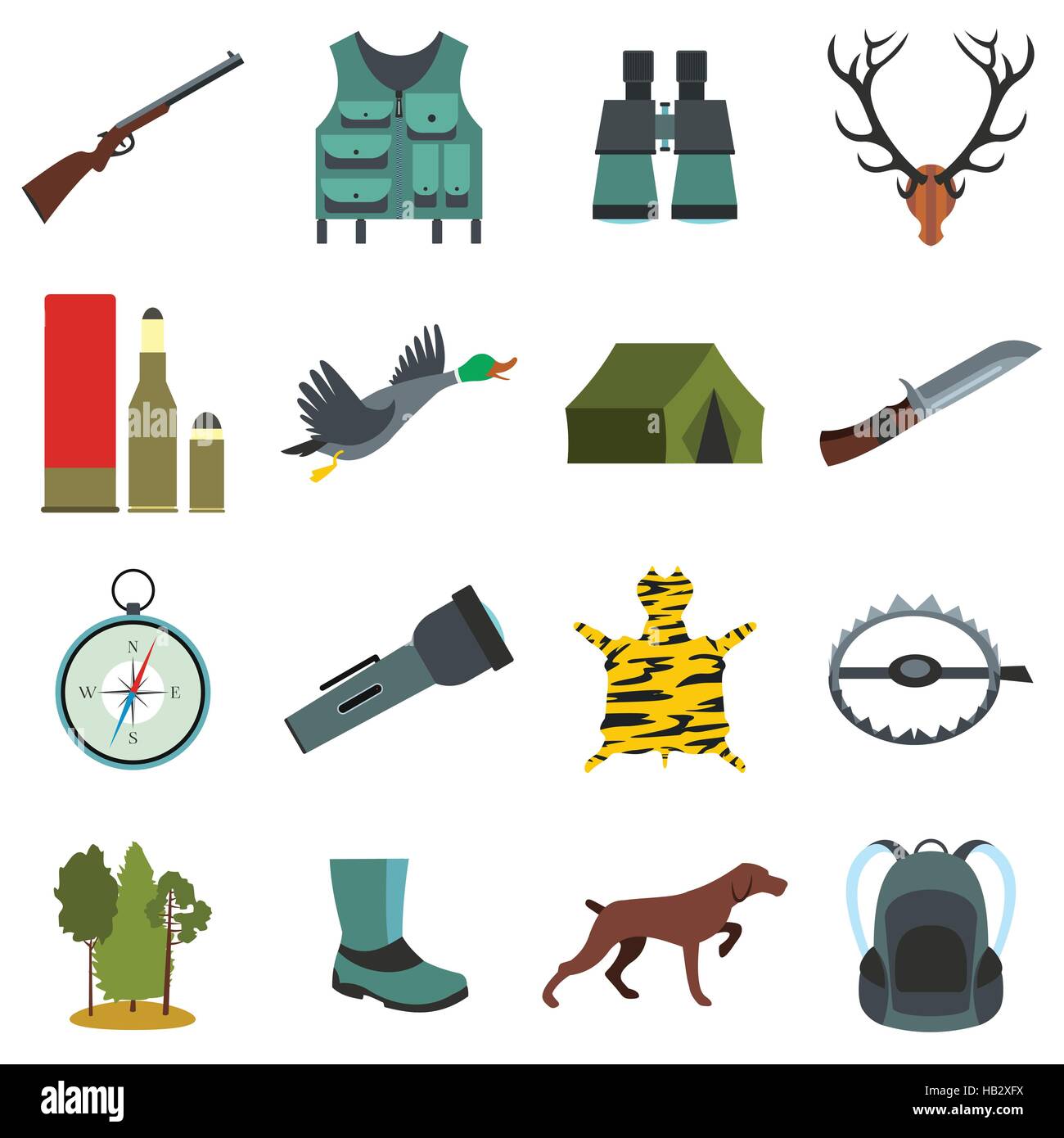 Hunting flat icons Stock Vector Image & Art - Alamy