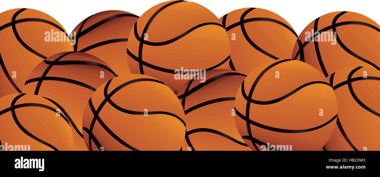 many basketball balls over white background. sport equipment. vector ...