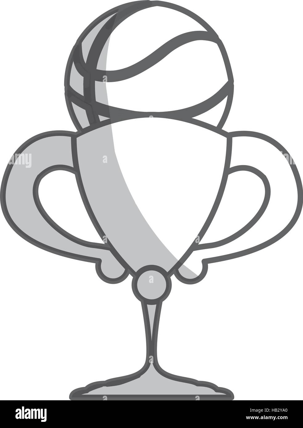 trophy with basketball ball icon over white background. vector ...