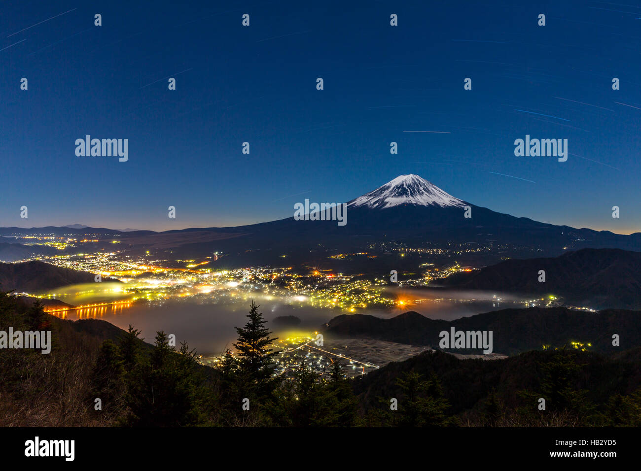 aerial Mount Fuji night Stock Photo - Alamy