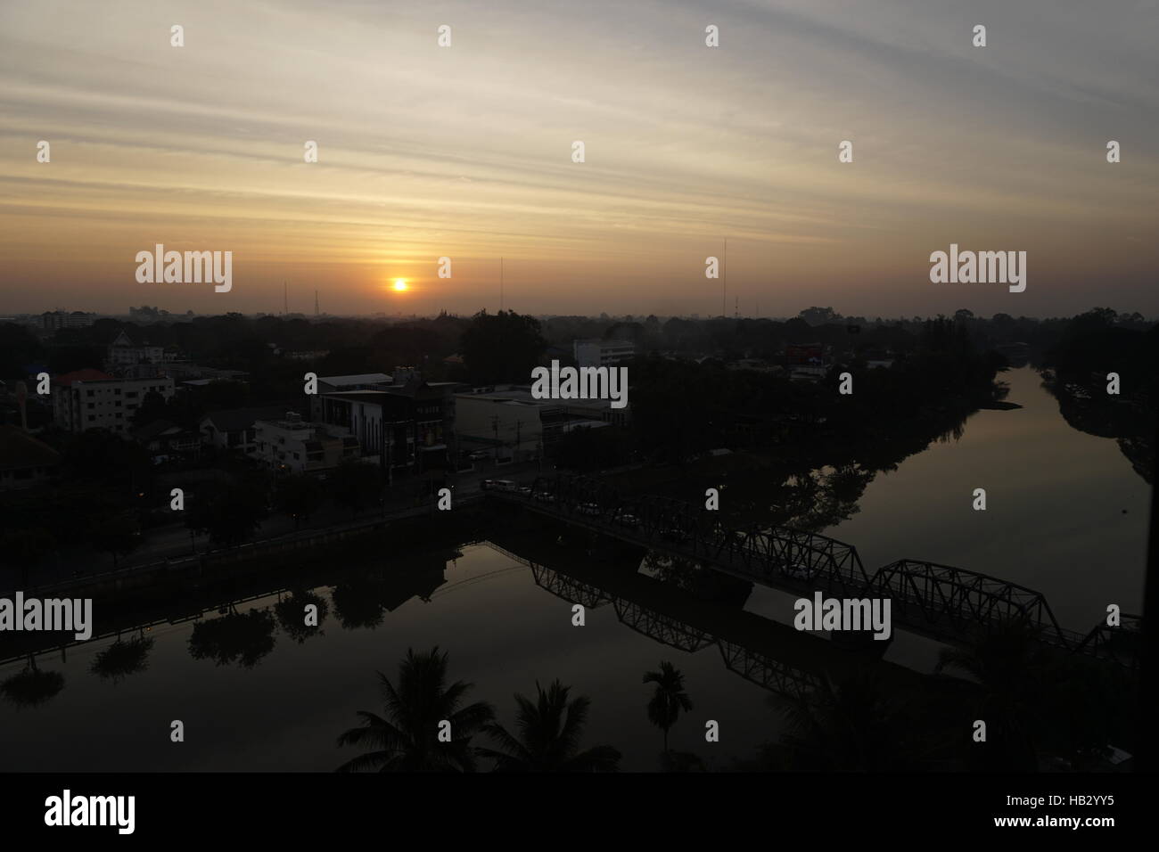 sun rising over Mae Ping river, Chiang Mai Stock Photo - Alamy