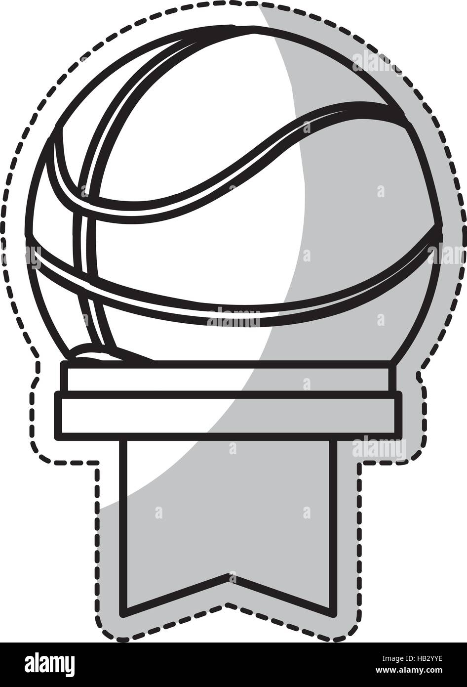 basketball ball with decorative label over white background. vector ...