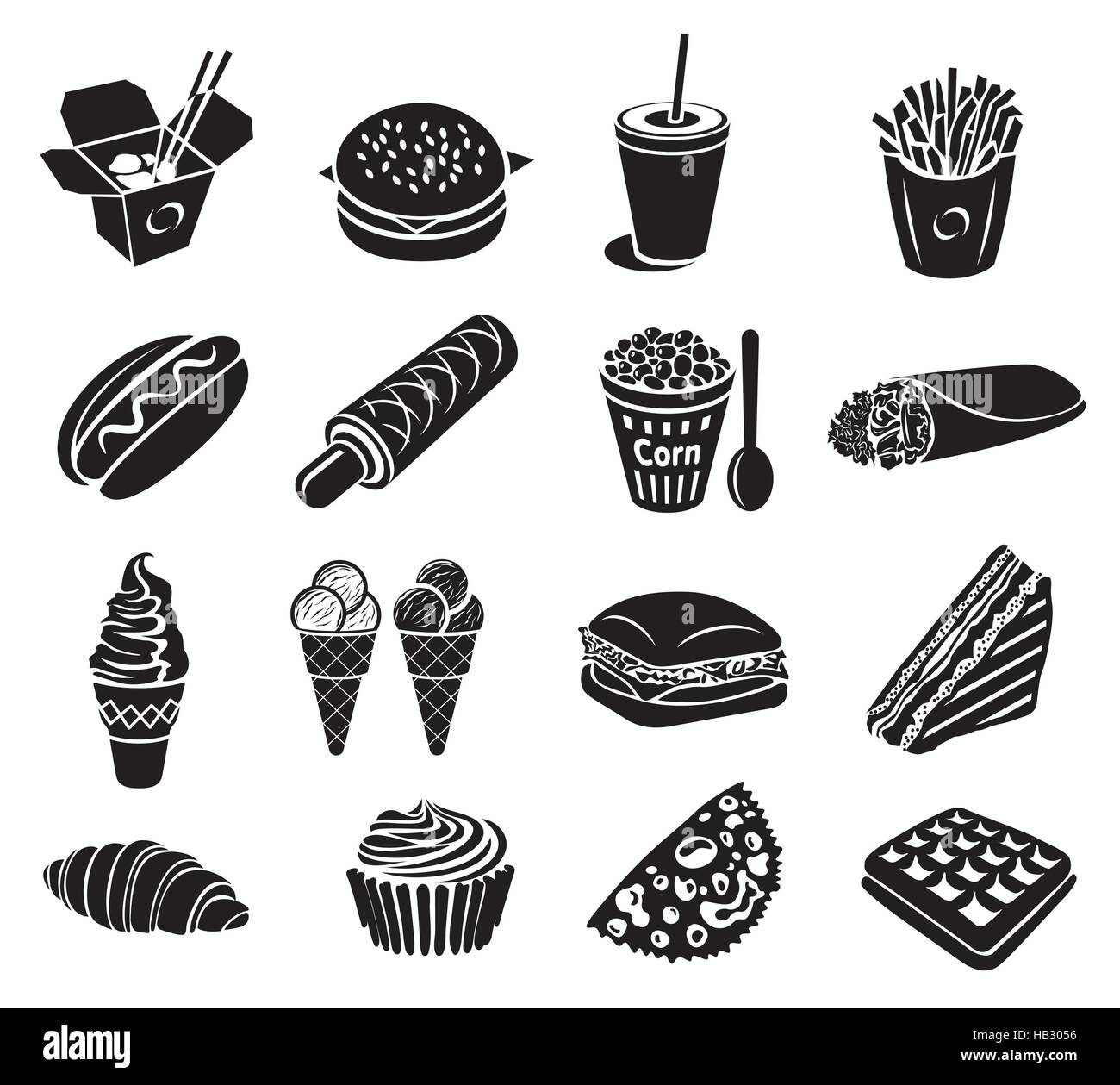 Fast food icons set Stock Vector Image & Art - Alamy