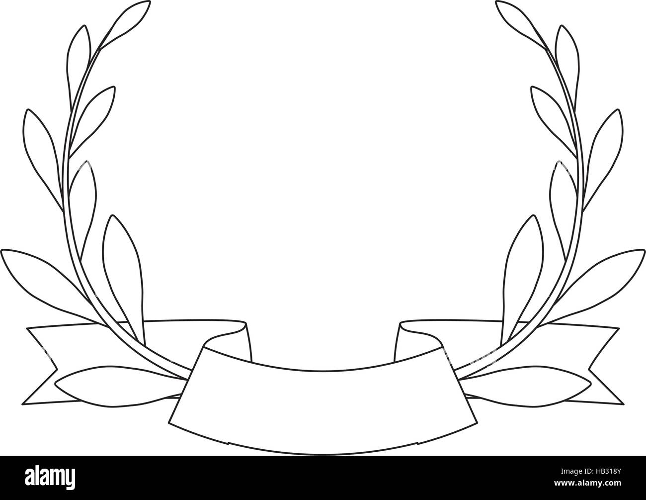 decorative wreath with leaves and ribbon over white background. vector ...