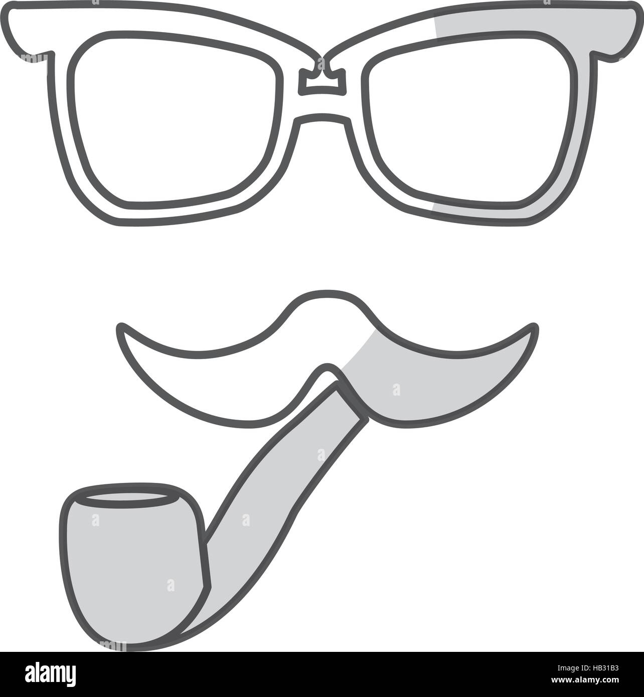 glasses and mustache and pipe icon over white background. hipster style design. vector ...