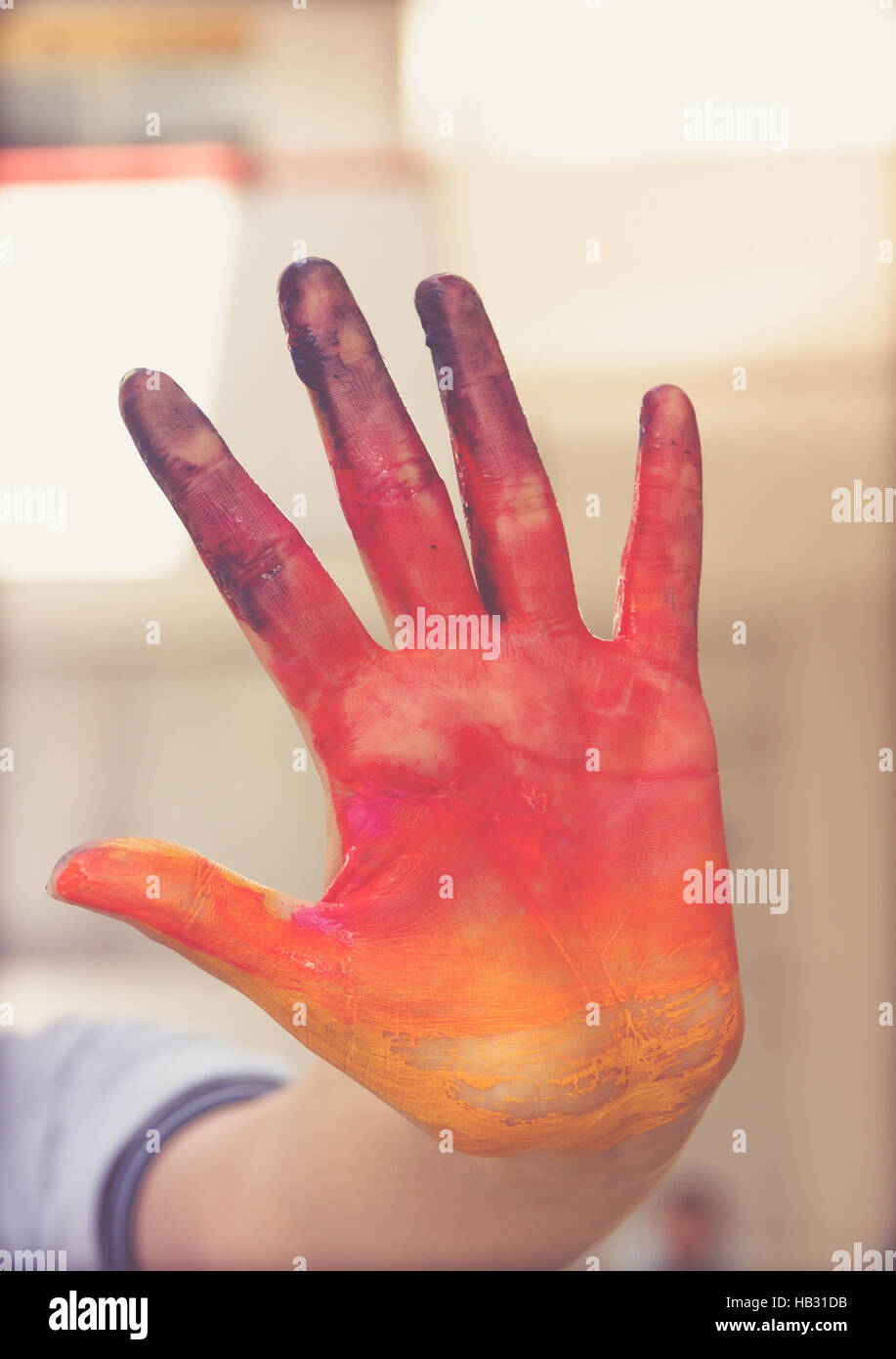 Photograph of a painted human hand Stock Photo - Alamy