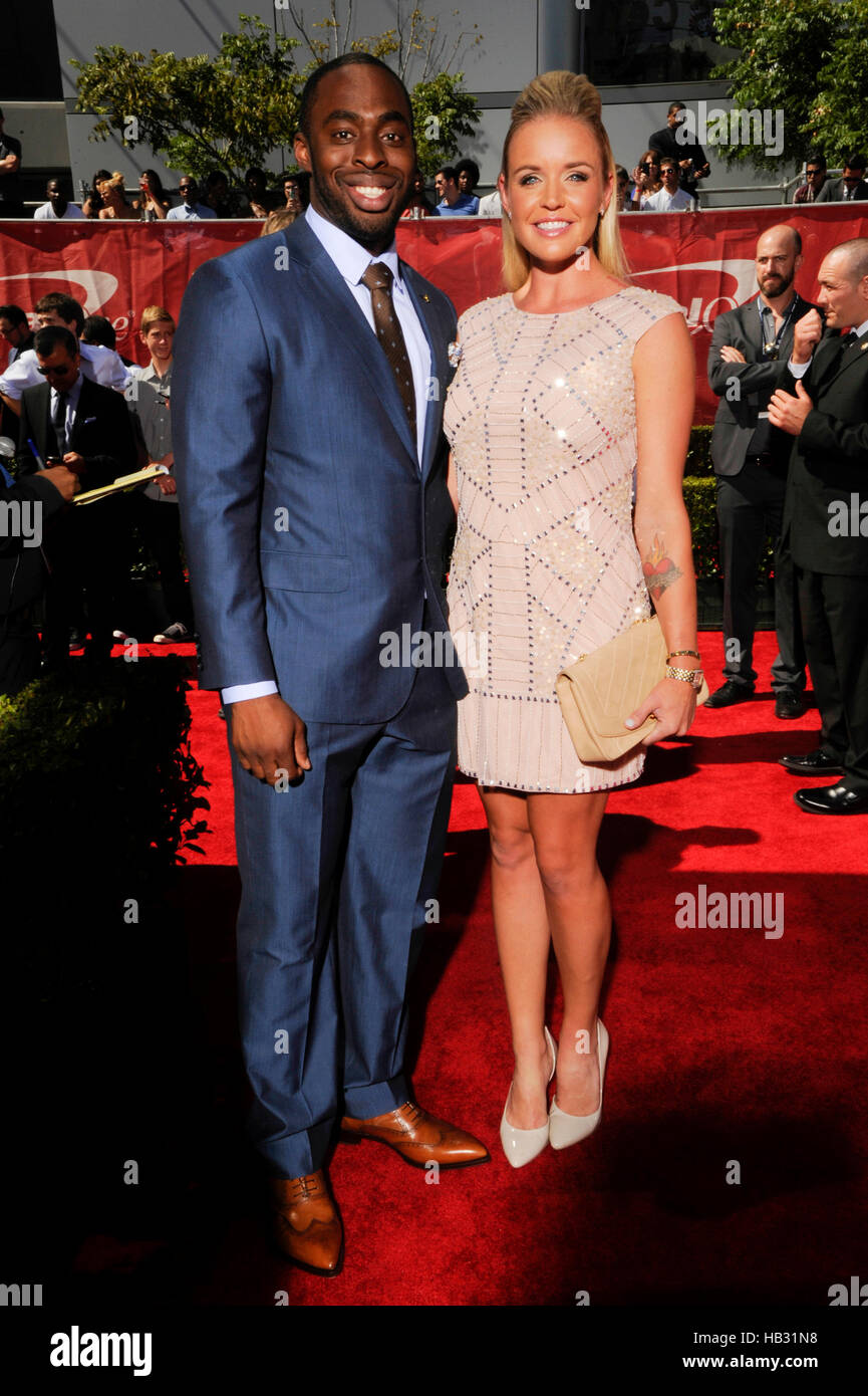 NFL player Chris Ogbonnaya and Megan Willis arrives at the 2014 ESPY ...