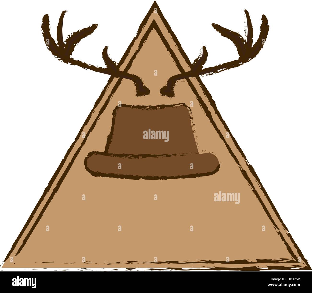 classic hat emblem with antlers icon image vector illustration design ...