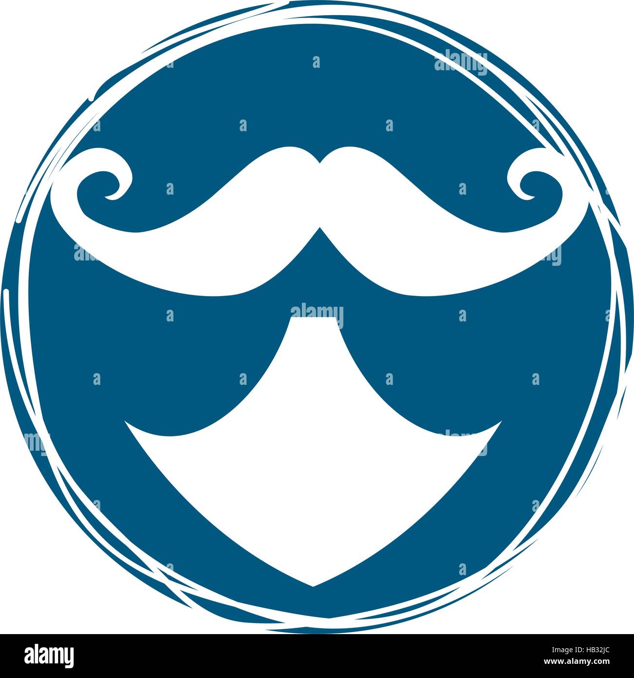 mustache icon inside blue circle over white background. hipster style ...