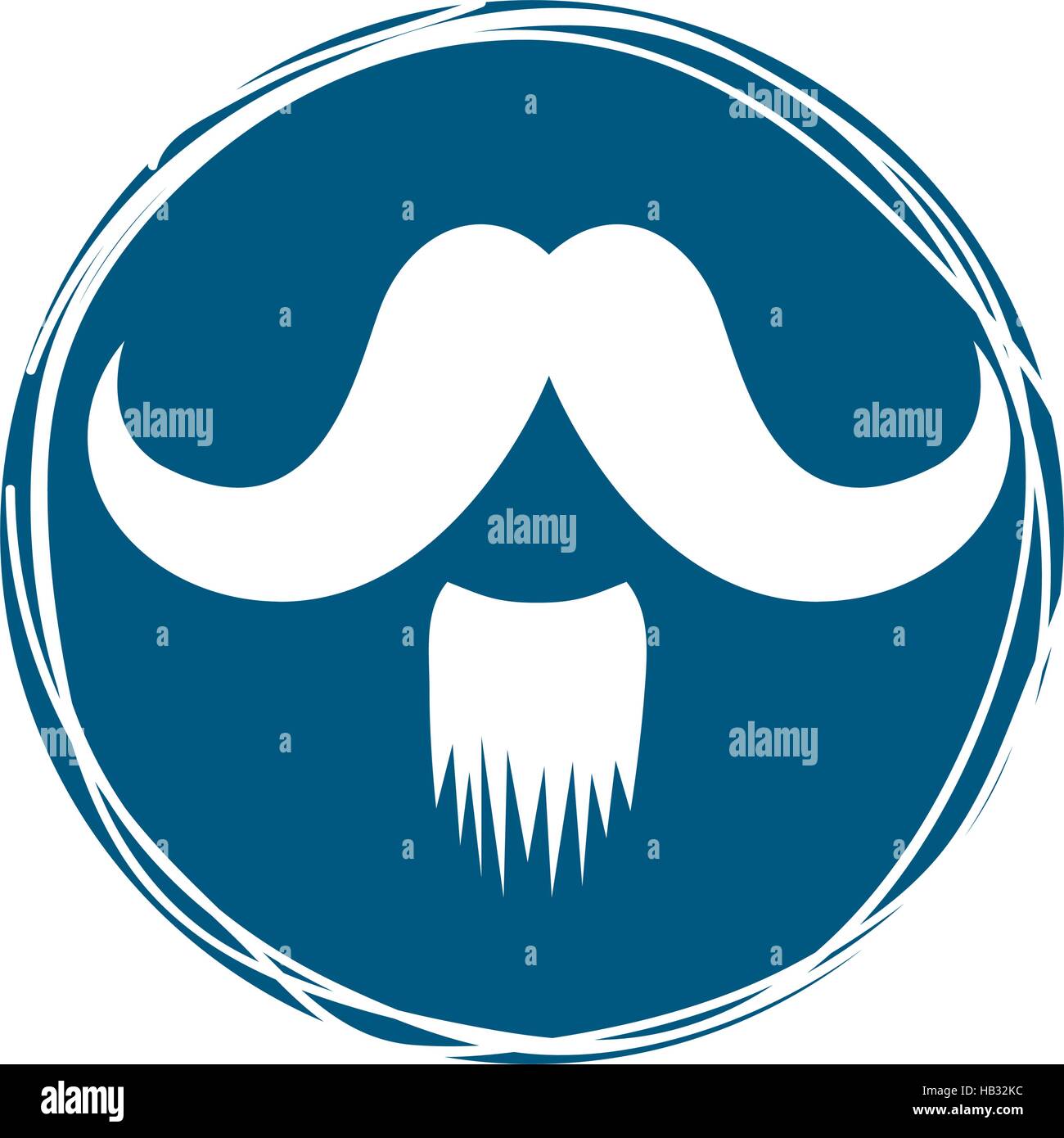 mustache icon inside blue circle over white background. hipster style ...