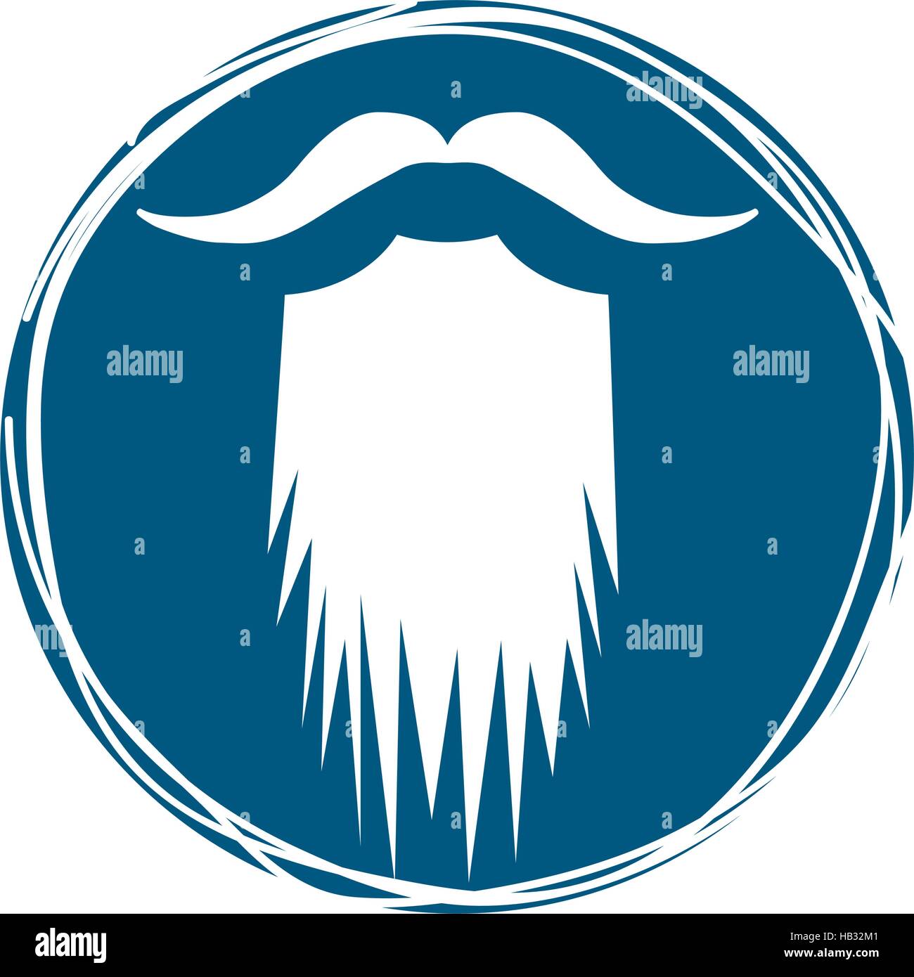mustache icon inside blue circle over white background. hipster style ...