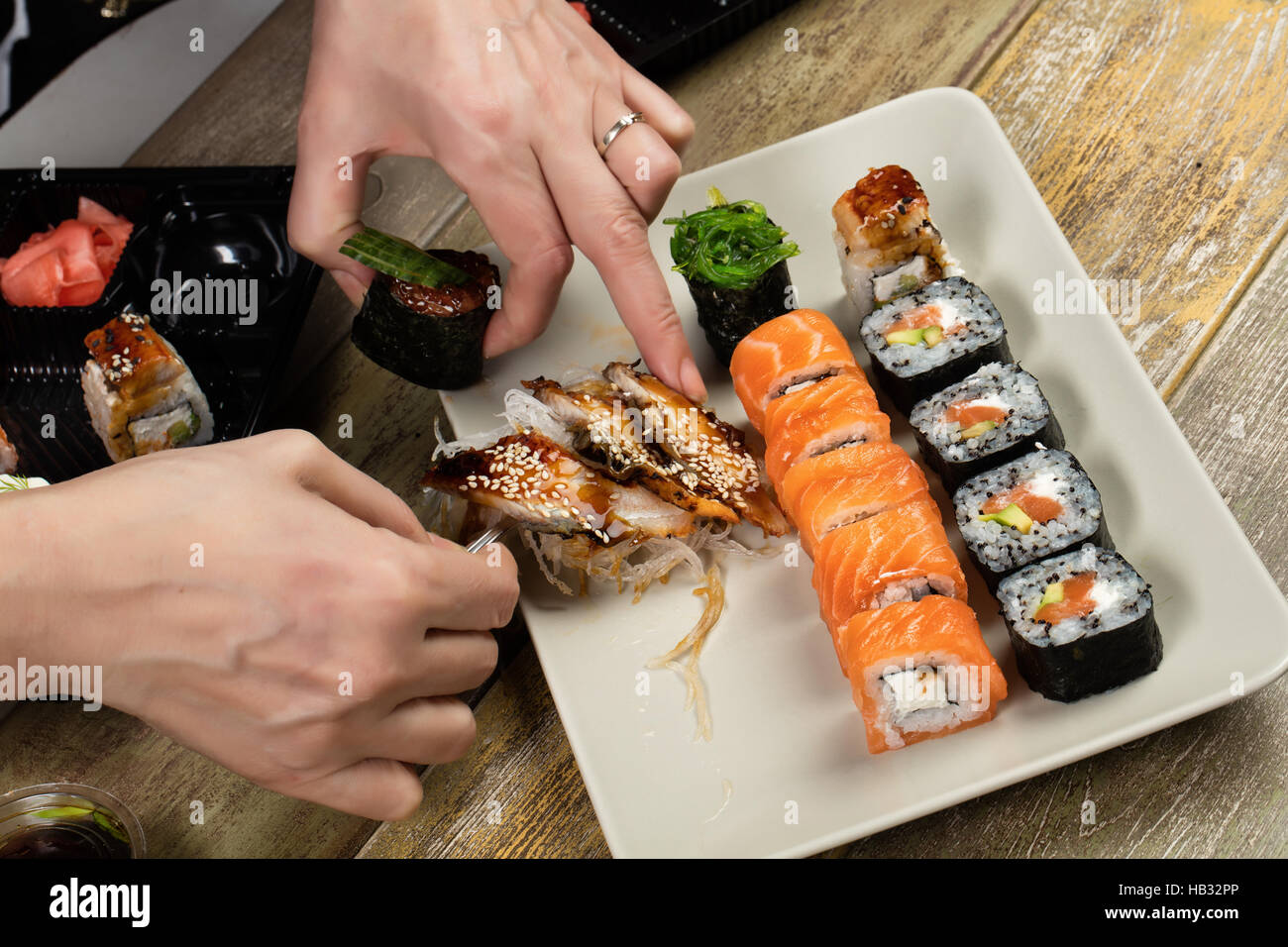 Japanese Sushi On A Table Stock Photo - Alamy