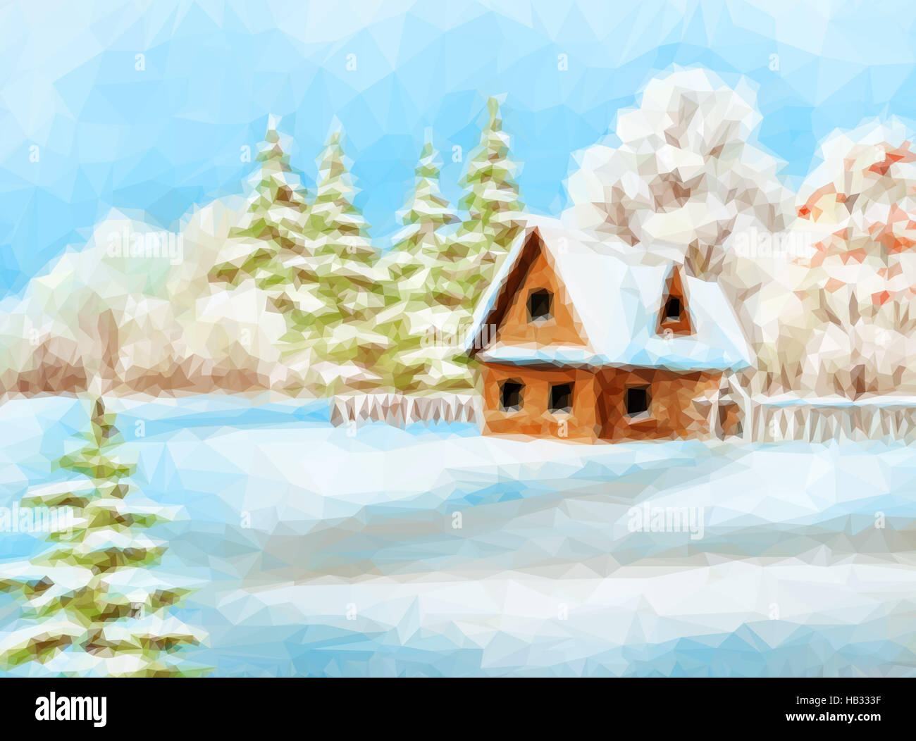 Winter Landscape, Rustic House Stock Photo - Alamy