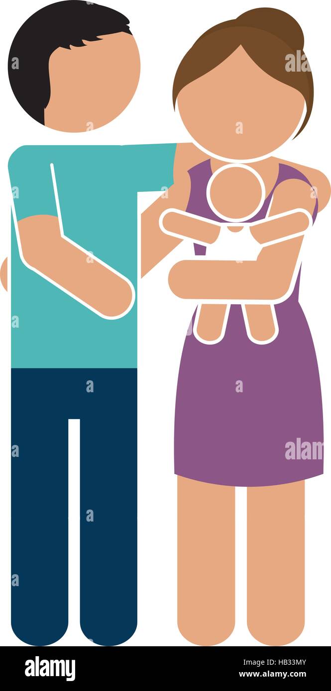 cartoon family of parents and kids icon over white background. colorful ...