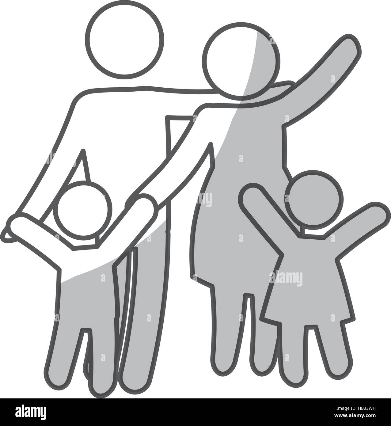 family of parents and kids icon over white background. pictogram design ...