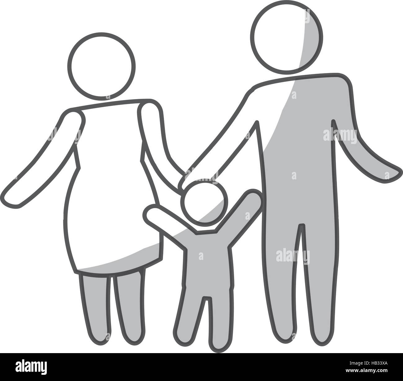 family of parents and kid icon over white background. pictogram design ...