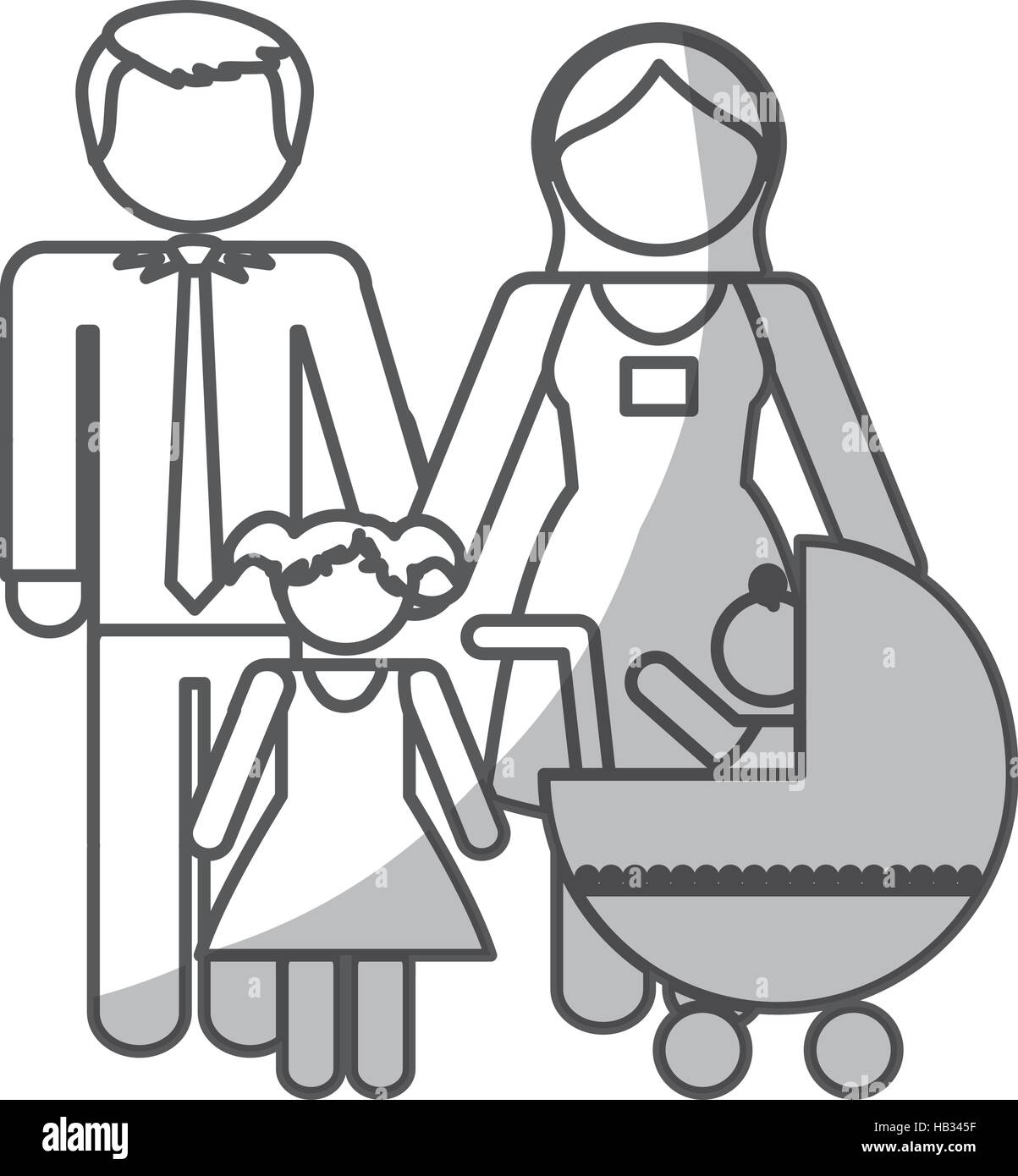 family of parents and kids icon over white background. pictogram design ...