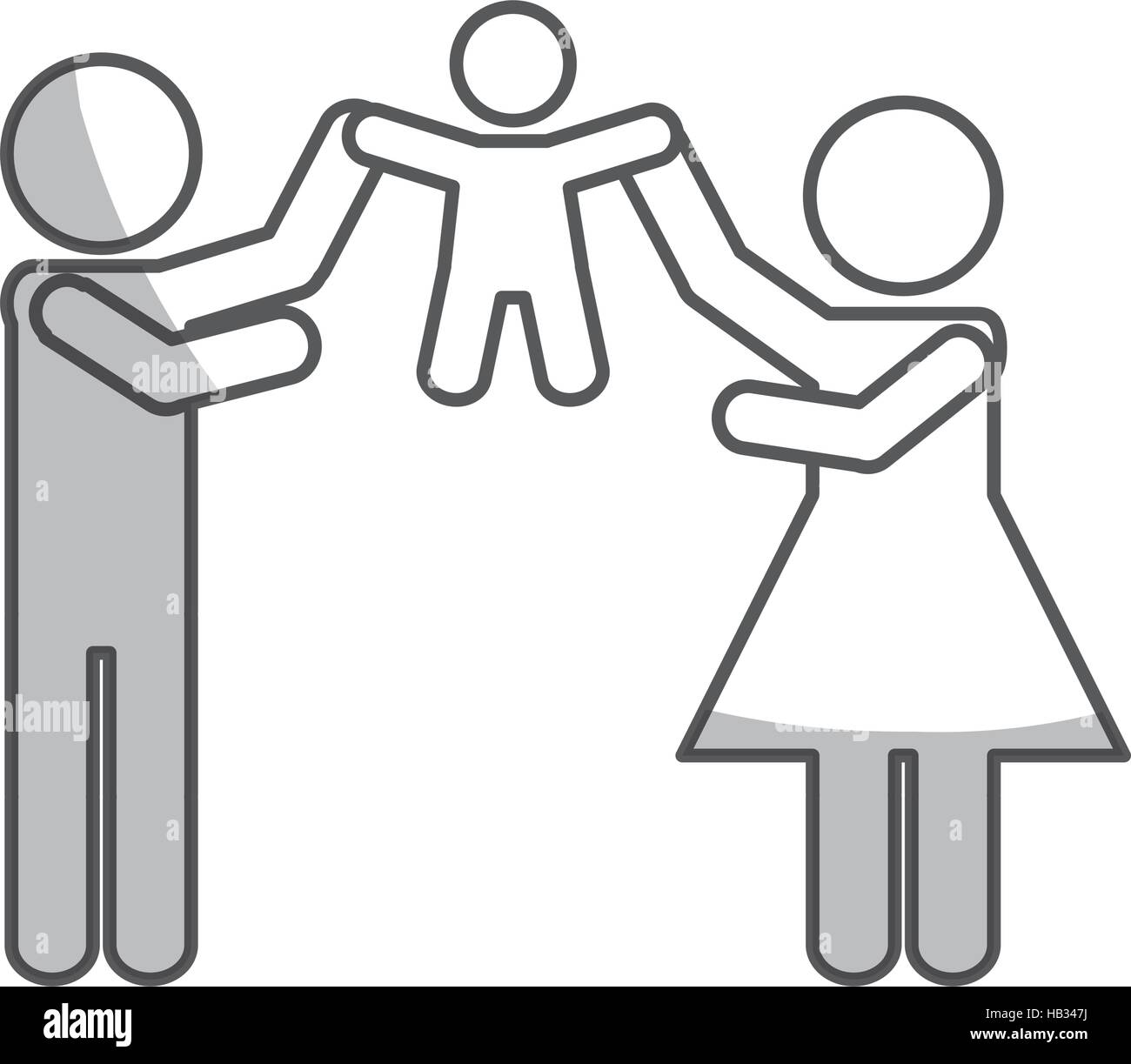 family of parents and kid icon over white background. pictogram design ...