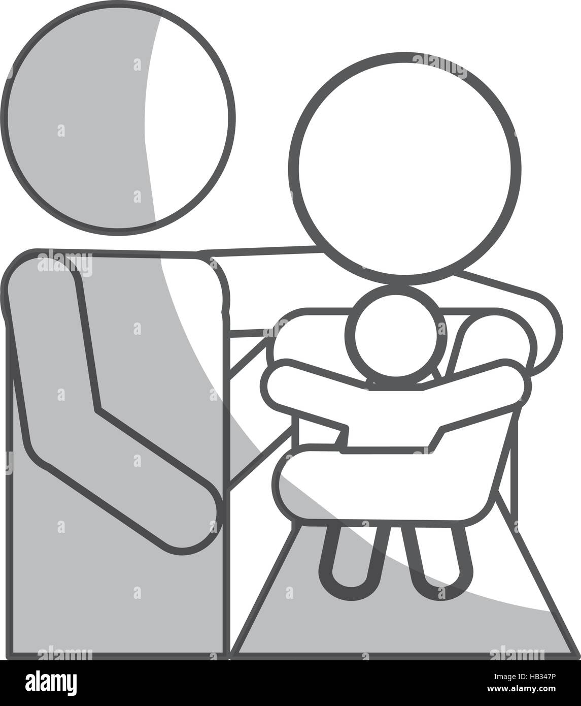 family of parents and baby icon over white background. pictogram design ...