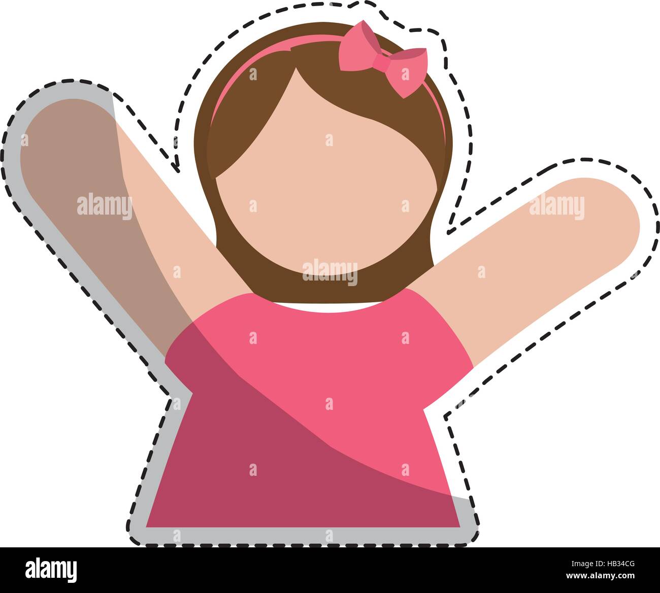 sticker of cartoon girl icon over white background. colorful design ...
