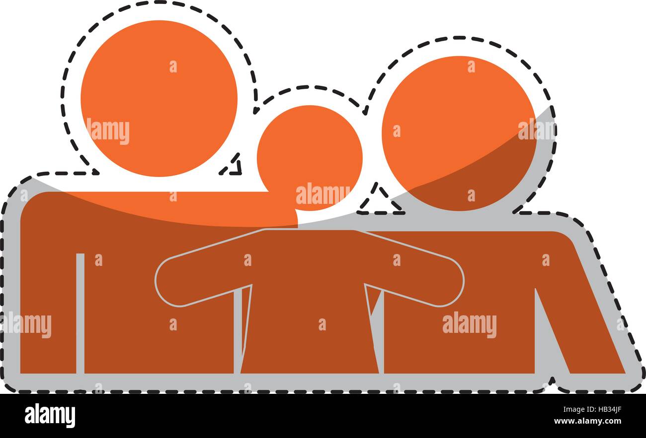 sticker of family of parents and kids over white background. vector ...