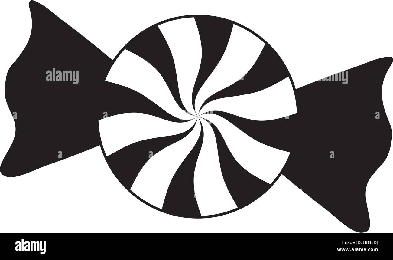 silhouette of sweet candy icon over white background. vector ...