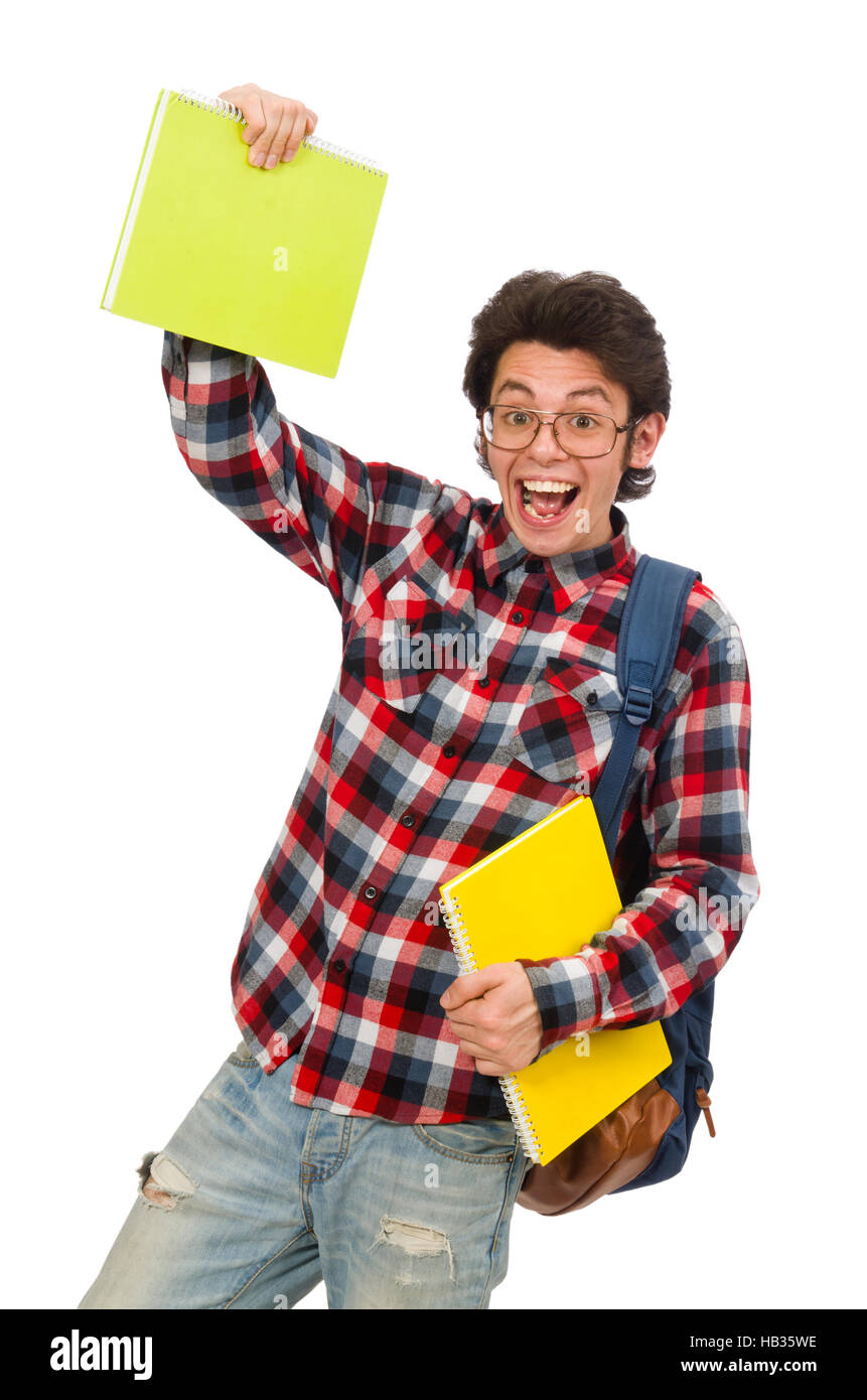 Young student isolated on white Stock Photo - Alamy