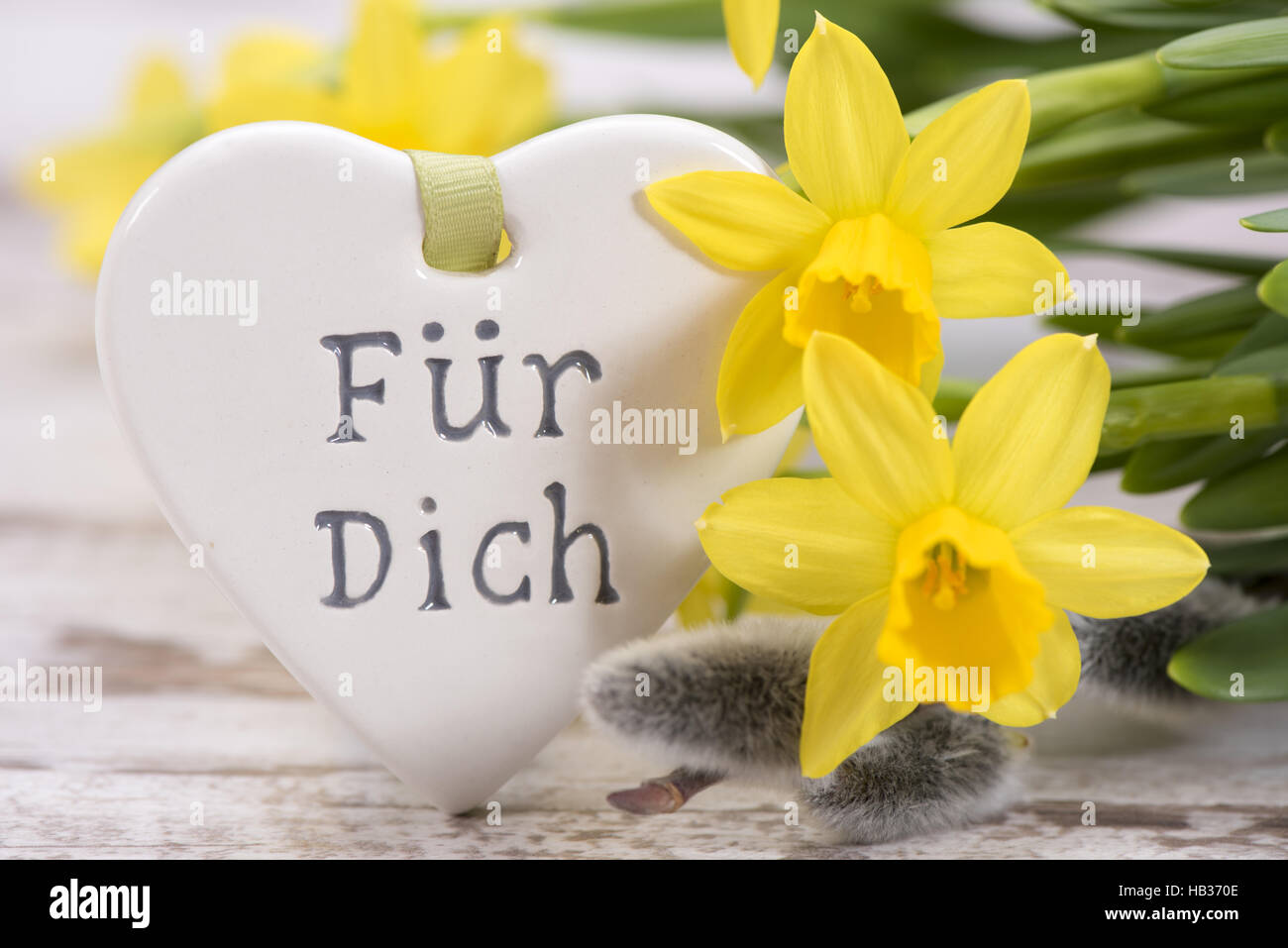 flowers wit heart as symbol for love Stock Photo - Alamy