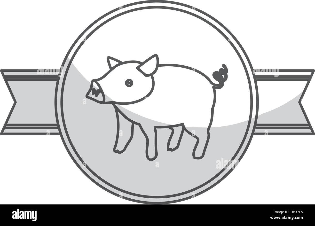 seal stamp with pig icon. farm animals design. vector illustration ...