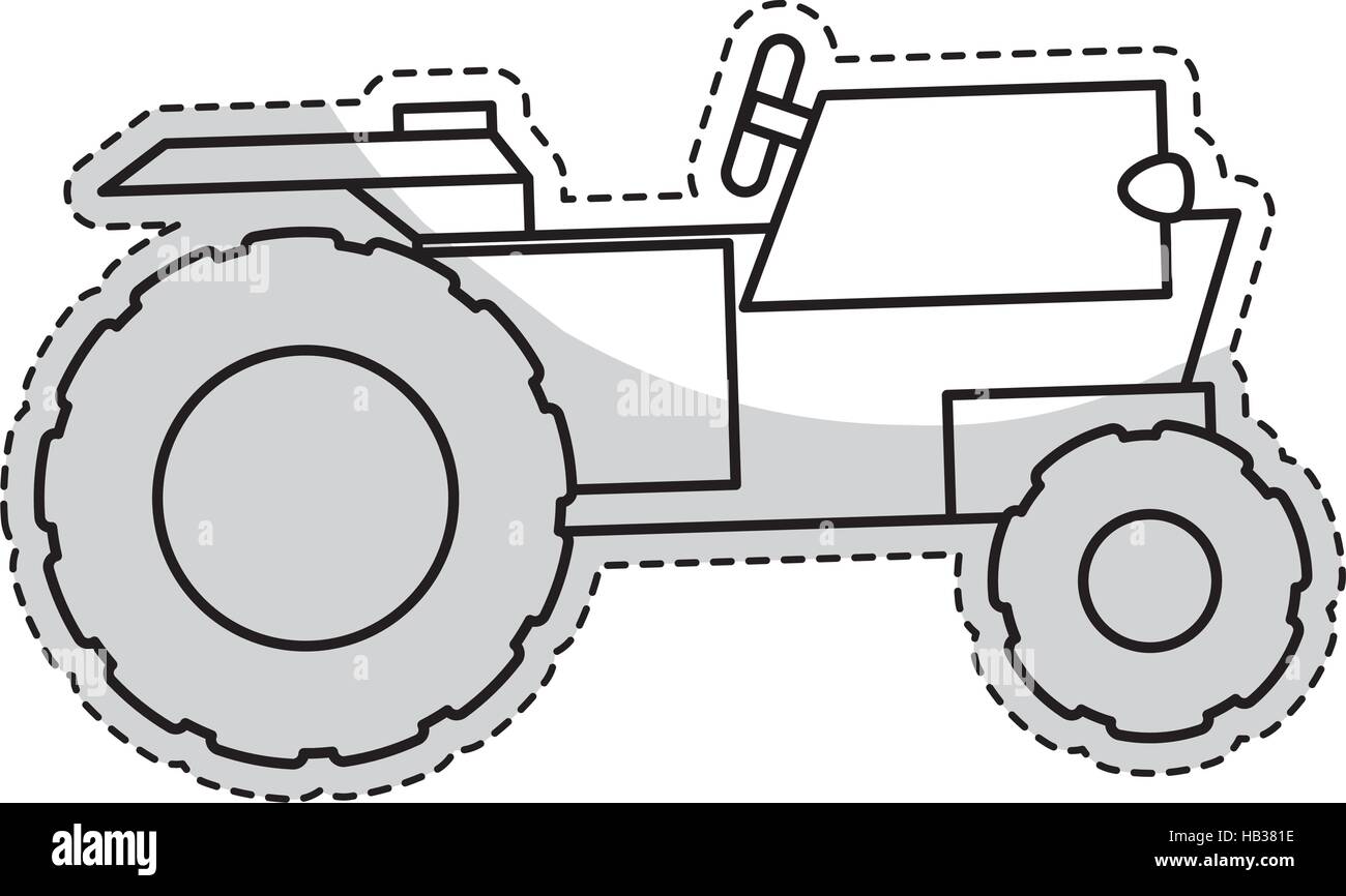 sticker of tractor farm vehicle icon over white background. vector ...