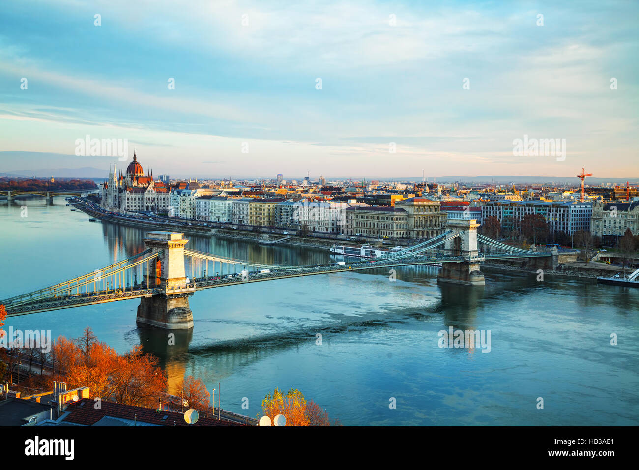 Overview of Budapest at sunrise Stock Photo - Alamy
