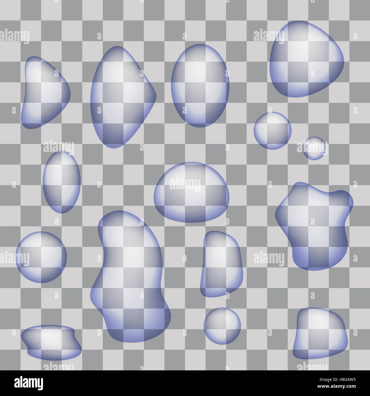 Set of Transparent Water Drops Stock Photo - Alamy