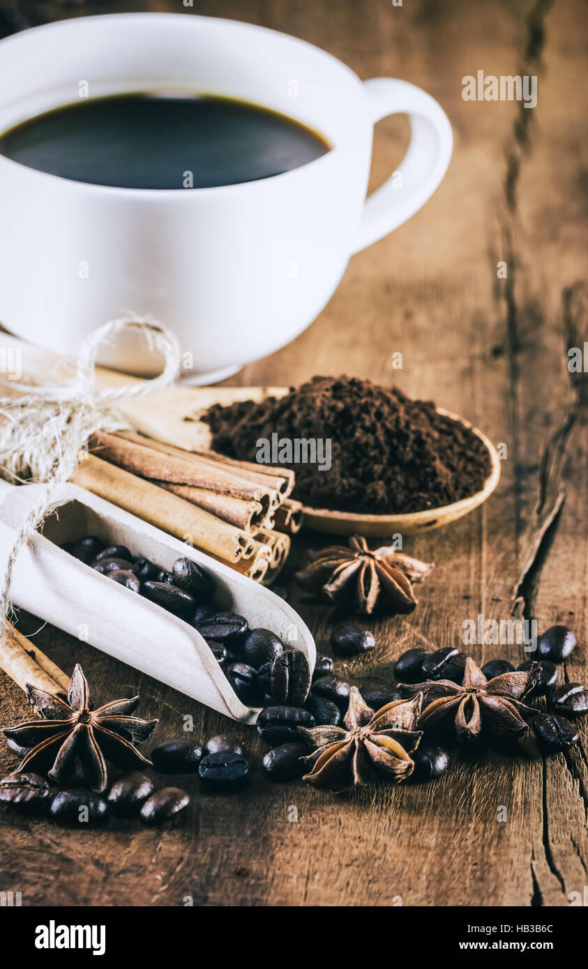 Cup of coffee on the wood table that suitable for background,backdrop ...