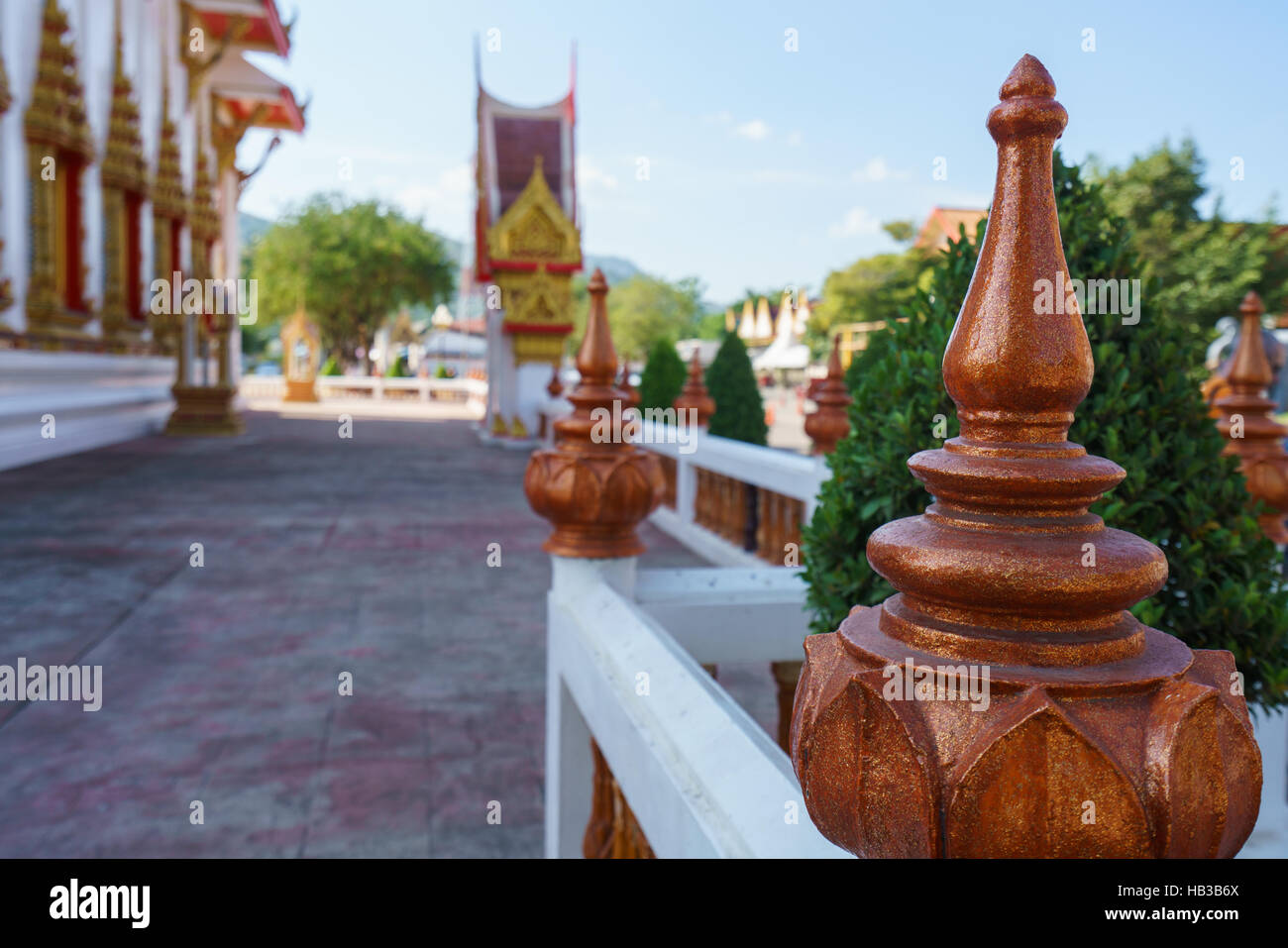 Ornate fence of Thai temple, close-up Stock Photo - Alamy