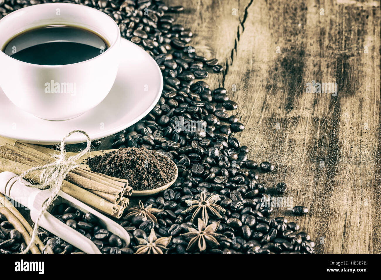 Cup of coffee on the wood table that suitable for background,backdrop ...