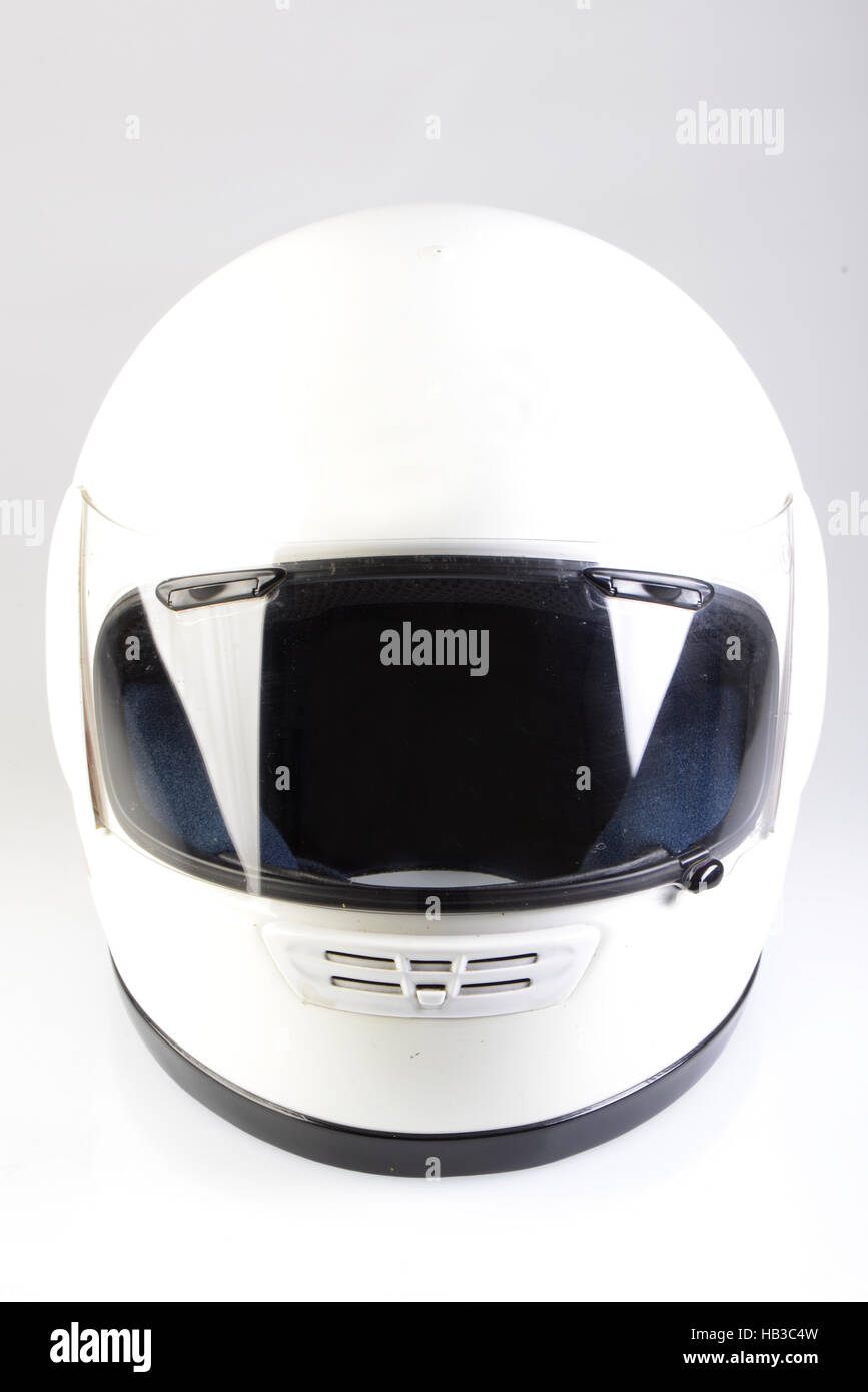 Motorcycle white helmet Stock Photo - Alamy