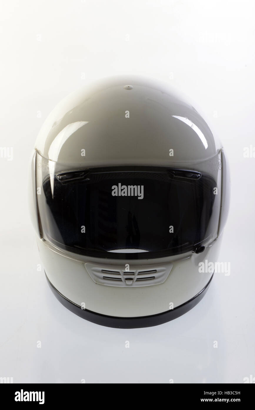 Motorcycle white helmet Stock Photo - Alamy