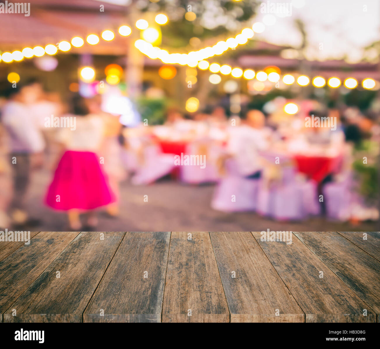 wood texture and event Party with People Blurred Background Stock Photo ...