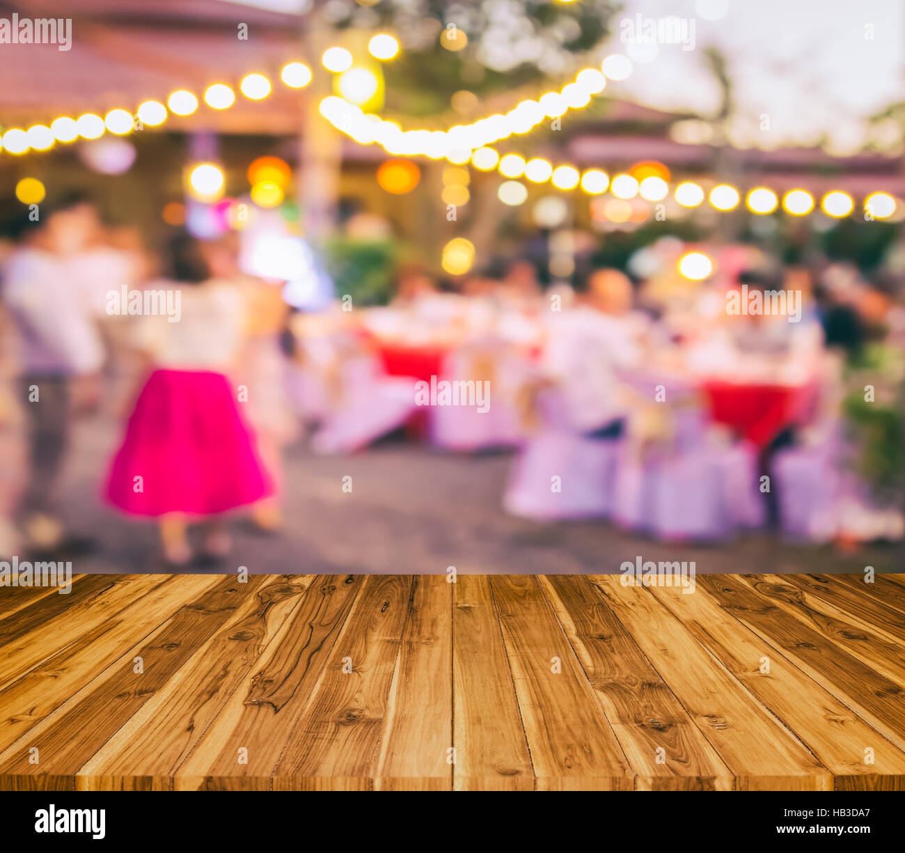 wood texture and event Party with People Blurred Background Stock Photo ...