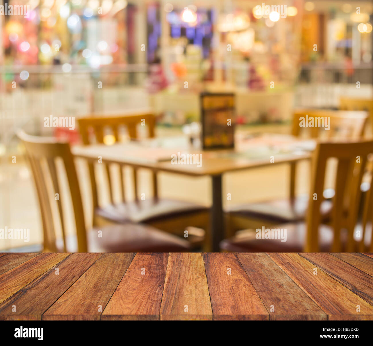 old wood texture with blur restaurant background Stock Photo - Alamy