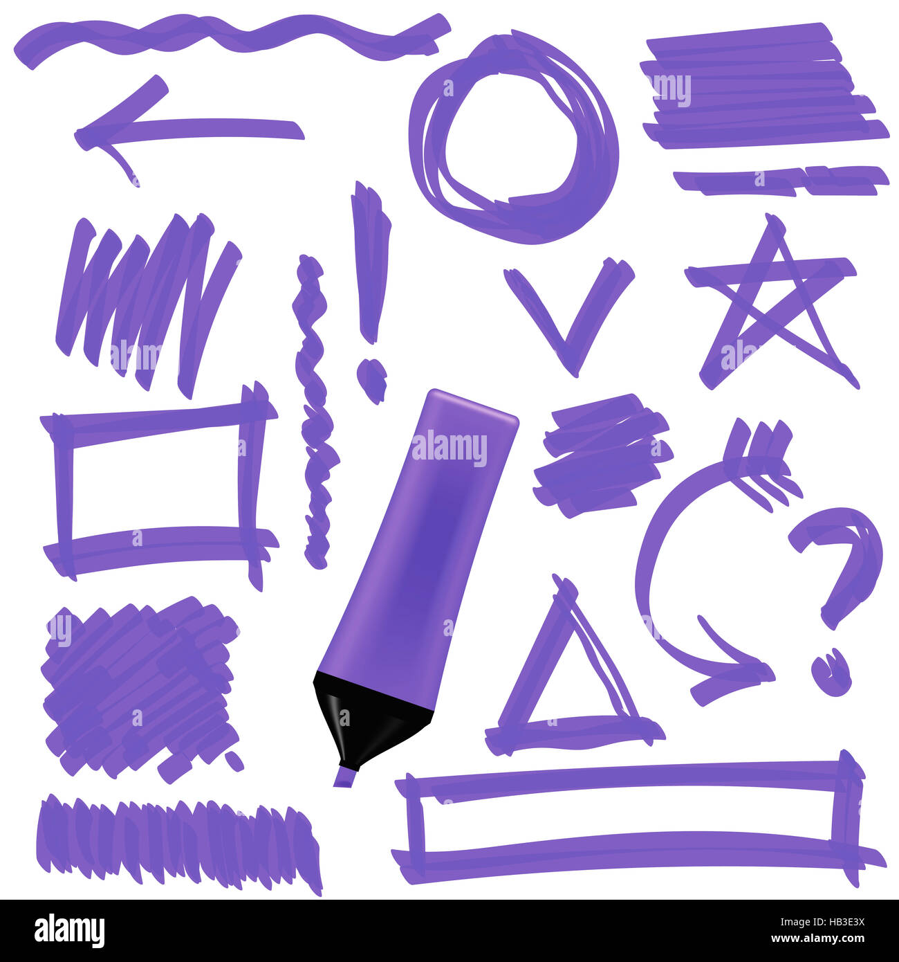 Purple Marker. Set of Graphic Signs. Arrows Stock Photo - Alamy